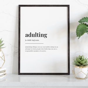 ADULTING DEFINITION PRINT Wall Art Print Adulting Print Definition ...