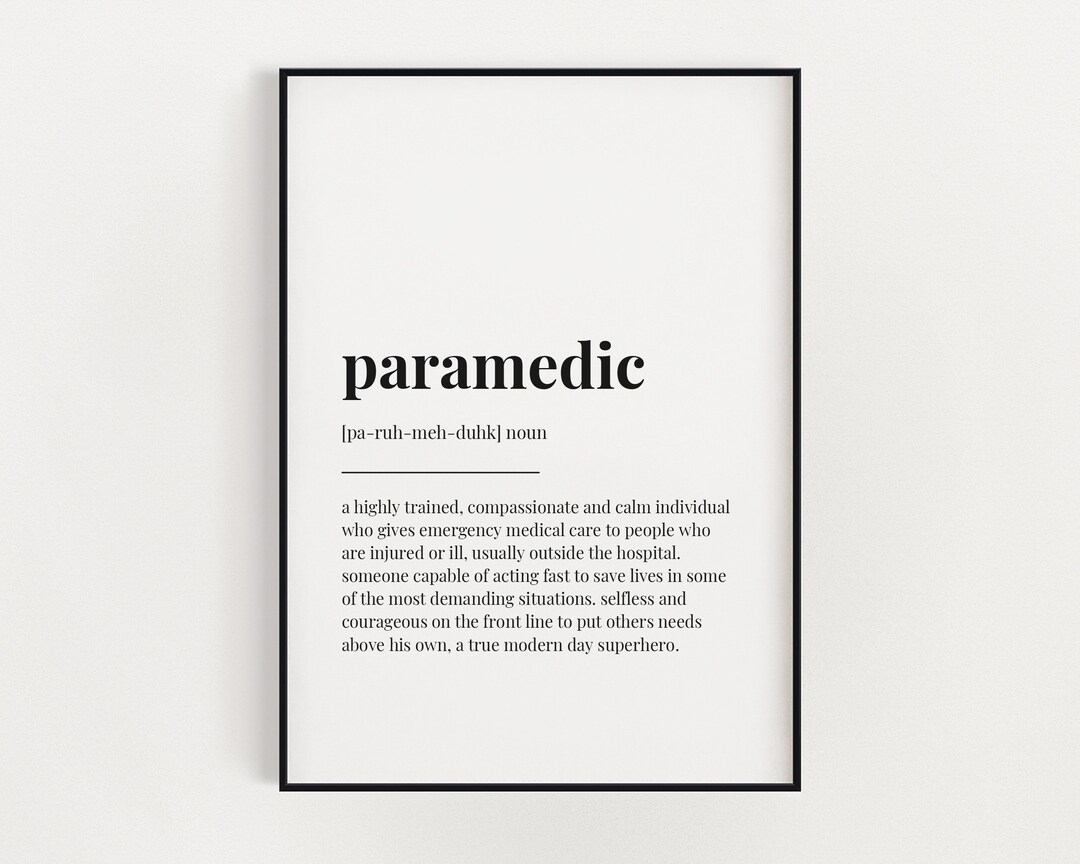 PARAMEDIC DEFINITION PRINT | Wall Art Print | Definition Print | Quote ...