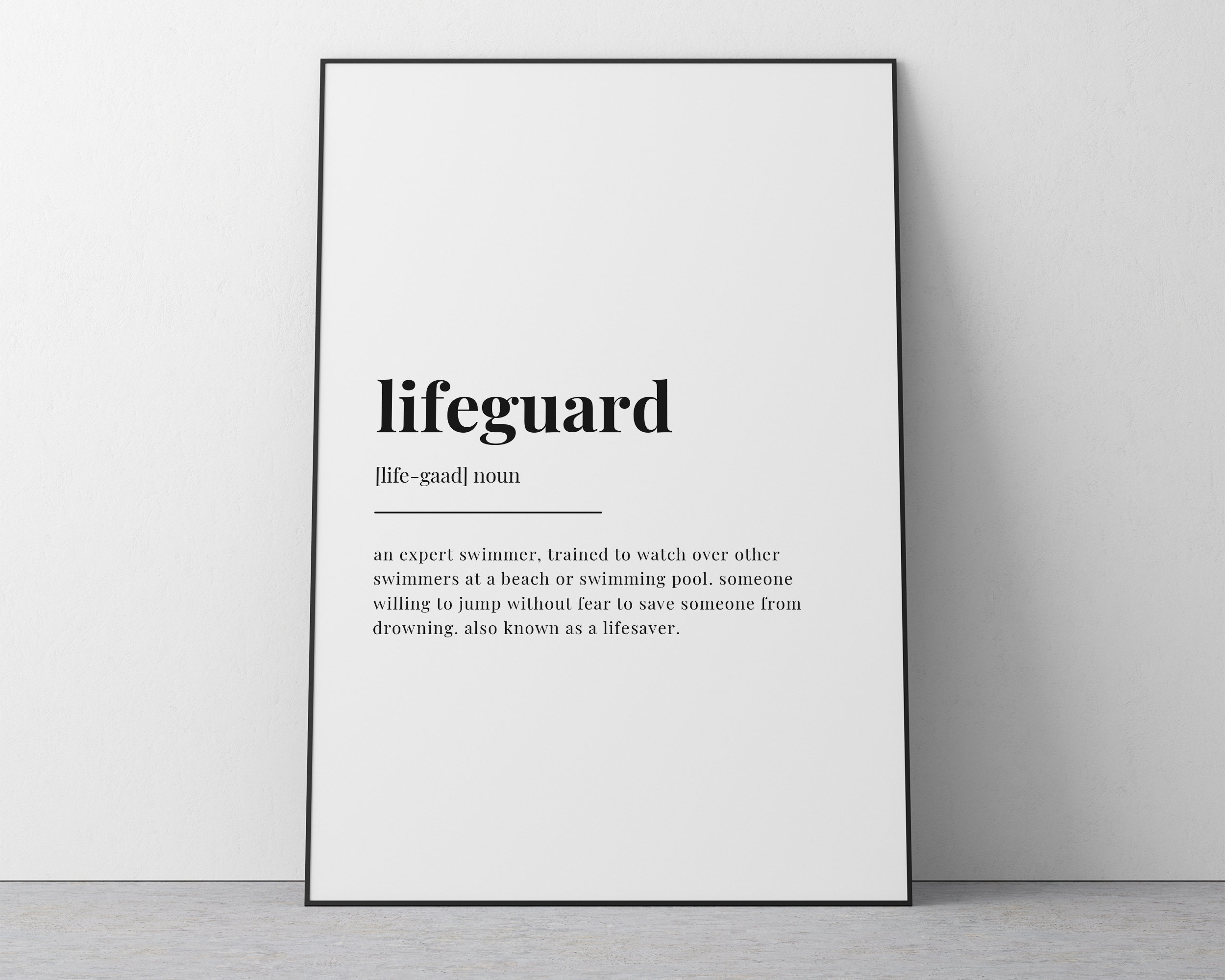 LIFEGUARD DEFINITION PRINT Wall Art Print Lifeguard Print - Etsy