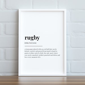 RUGBY DEFINITION MEANING | Printable Wall Art | Gift for Rugby Player ...