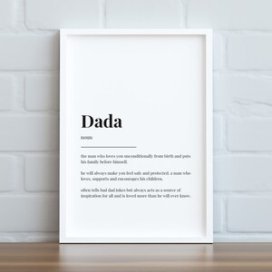 DADA DEFINITION PRINT, Quote Wall Art, Wall Art Print, Fathers Day Gift ...