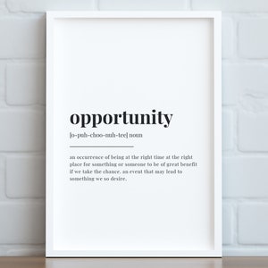 OPPORTUNITY DEFINITION MEANING | Printable Wall Art | Opportunity Print ...