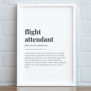 FLIGHT ATTENDANT Definition Print, Wall Art Print, Definition Print ...