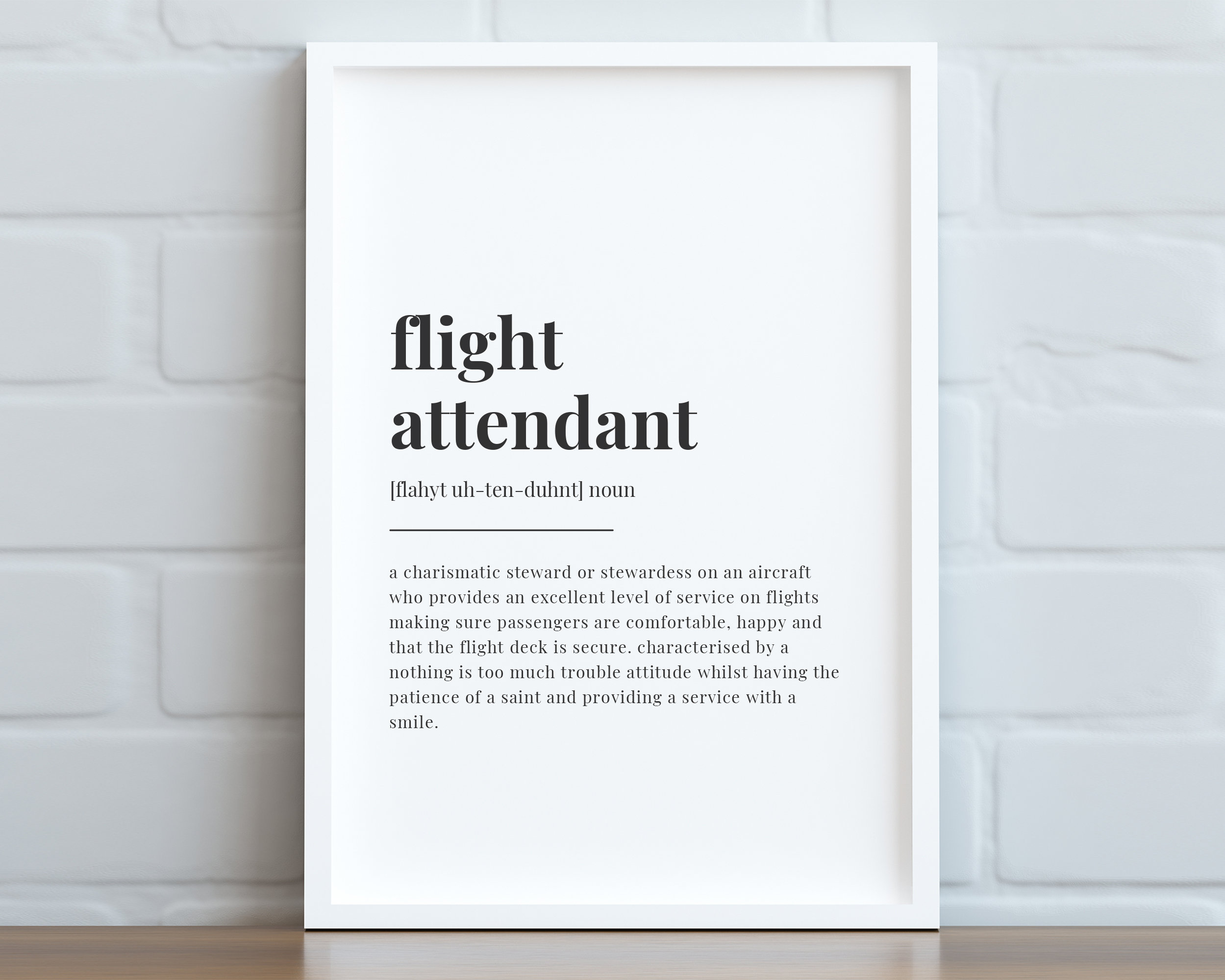 FLIGHT ATTENDANT Definition Print, Wall Art Print, Definition Print ...
