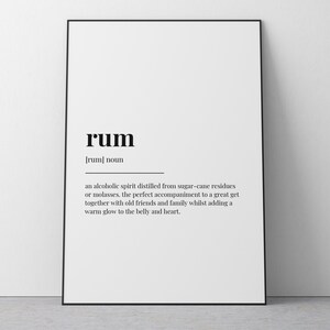 RUM DEFINITION MEANING | Digital Download | Printable Wall Art | Rum ...