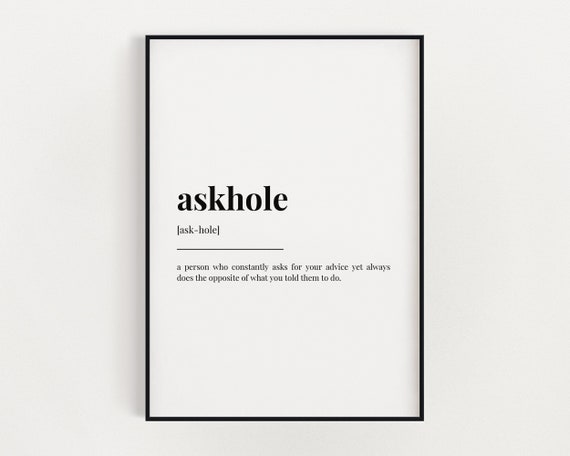 ASKHOLE DEFINITION PRINT Wall Art Print Definition Print - Etsy
