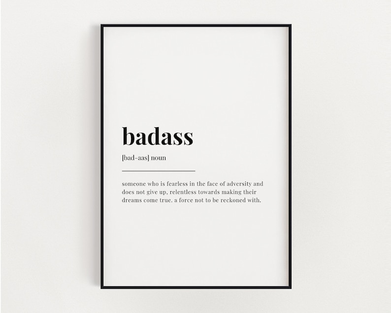 BADASS DEFINITION PRINT | Wall Art Print | Badass Print | Definition ...