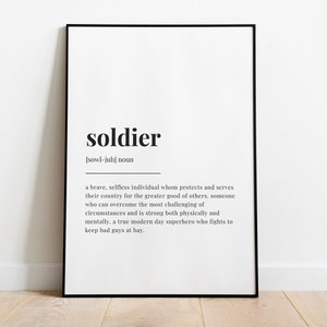 SOLDIER DEFINITION MEANING | Printable Wall Art | Instant Download ...