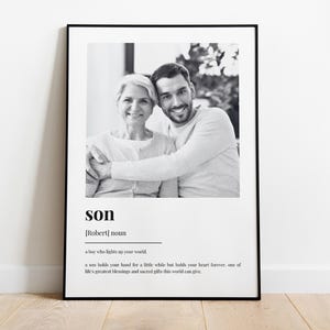 PERSONALISED SON DEFINITION Print, Wall Art Print, Son Gift, Photo ...