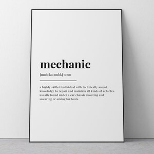 MECHANIC DEFINITION MEANING | Printable Wall Art | Mechanic Print ...