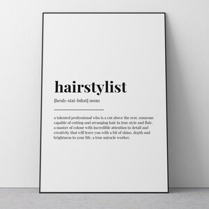 HAIRSTYLIST MEANING PRINT | Printable Wall Art | Gift for Hairstylist ...