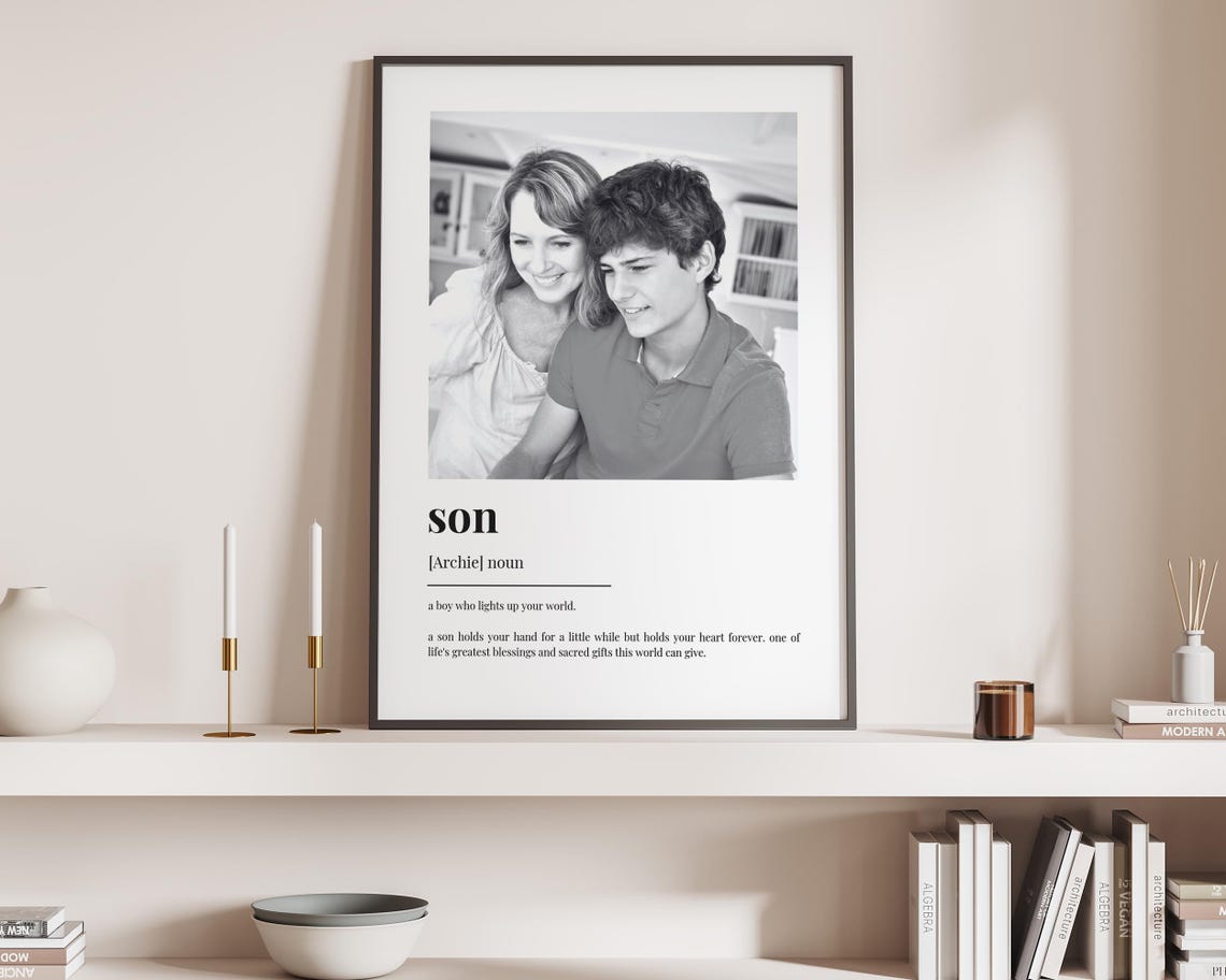 PERSONALISED SON DEFINITION Print, Wall Art Print, Son Gift, Photo ...