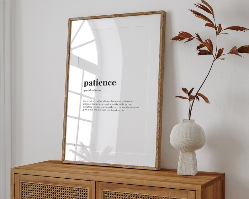 Patience Definition Meaning Printable Wall Art Wall Decor | Etsy