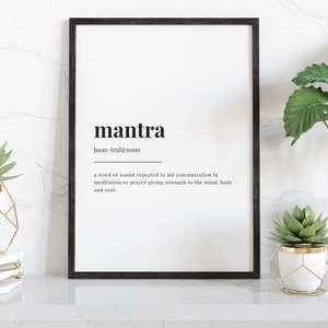 MANTRA DEFINITION PRINT Wall Art Print Mantra Prints - Etsy