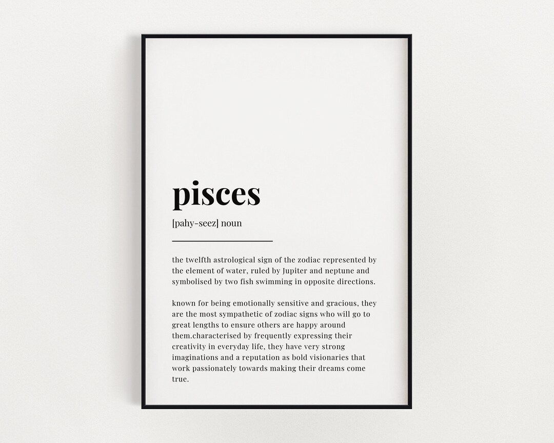 PISCES DEFINITION PRINT Wall Art Print Pisces Print Gift for Pisces ...