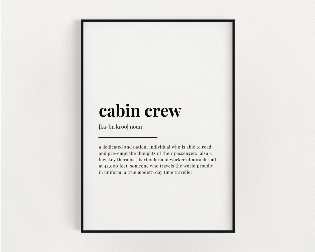CABIN CREW DEFINITION Meaning | Printable Wall Art | Gift for Cabin ...