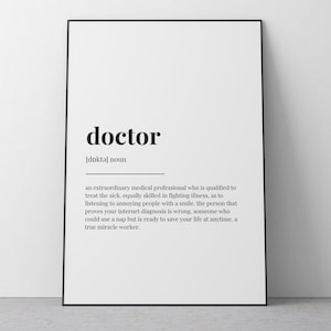 DOCTOR DEFINITION MEANING | Printable Wall Art | Doctor Gift | Digital ...