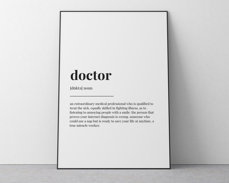 DOCTOR DEFINITION MEANING | Printable Wall Art | Doctor Gift | Digital ...