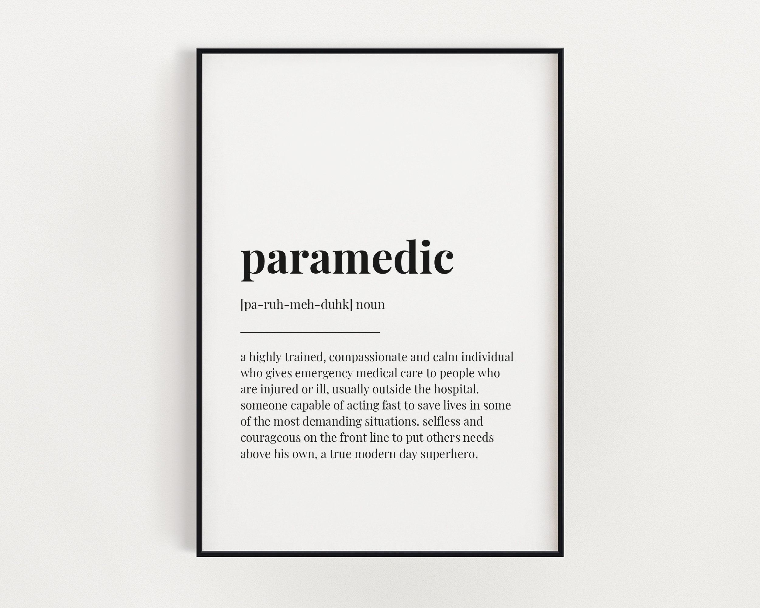 PARAMEDIC DEFINITION PRINT Printable Wall Art Definition | Etsy