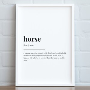 HORSE DEFINITION MEANING | Printable Wall Art | Instant Download ...