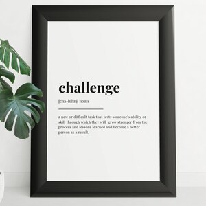 CHALLENGE DEFINITION MEANING | Digital Download | Printable Wall Art ...