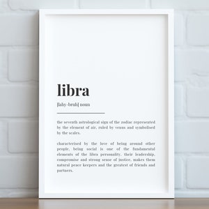 LIBRA DEFINITION PRINT, Wall Art Print, Libra Print, Libra Gift, Zodiac ...