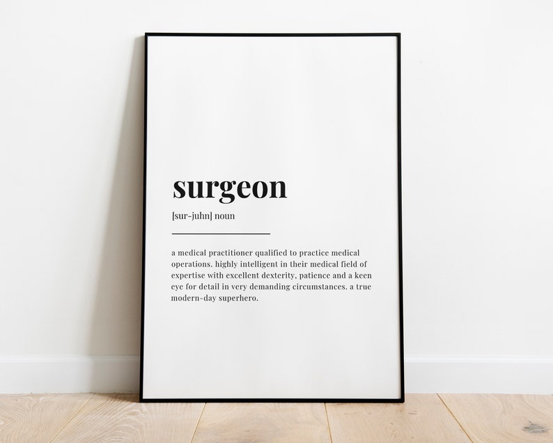 SURGEON DEFINITION PRINT | Wall Art Print | Gift for Surgeon ...