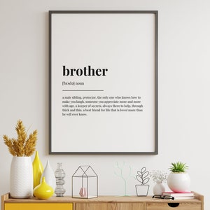 BROTHER DEFINITION MEANING | Printable Wall Art | Brother Gift ...