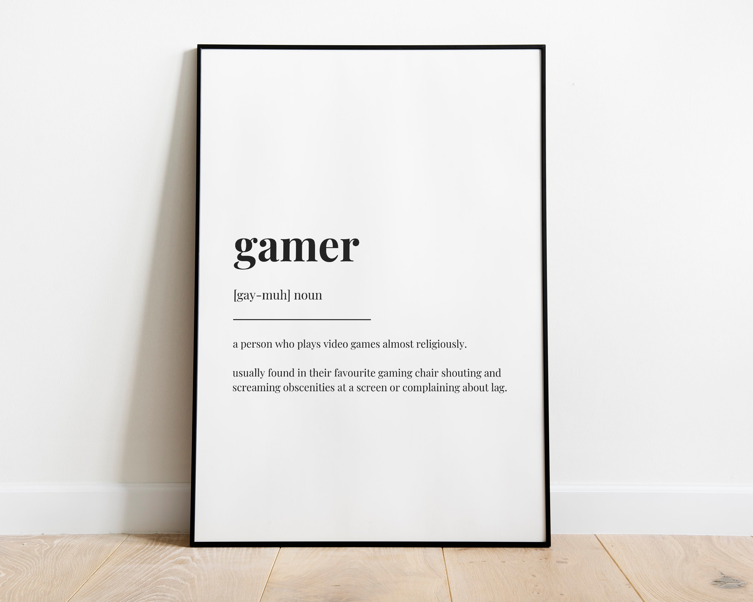 GAMER DEFINITION PRINT Wall Art Print Gamer Print | Etsy