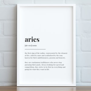 ARIES DEFINITION PRINT | Wall Art Print | Aries Print | Gift for Aries ...