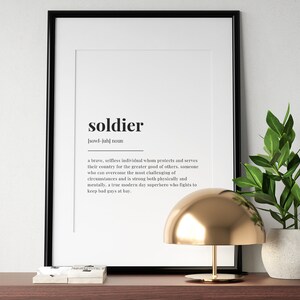 SOLDIER DEFINITION PRINT | Wall Art Print | Gift for Soldier ...