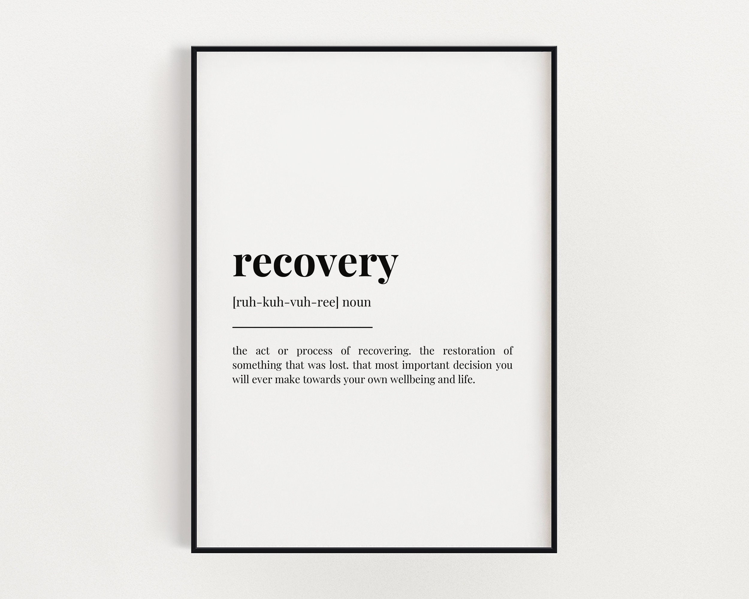 RECOVERY DEFINITION PRINT Wall Art Print Definition Print - Etsy