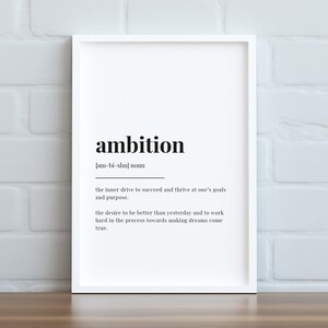AMBITION DEFINITION PRINT | Wall Art Print | Ambition Print ...