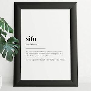 SIFU DEFINITION PRINT Wall Art Print Gift for Sifu Martial Arts Print ...