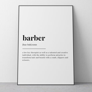 BARBER DEFINITION MEANING | Printable Wall Art | Gift for Barber ...