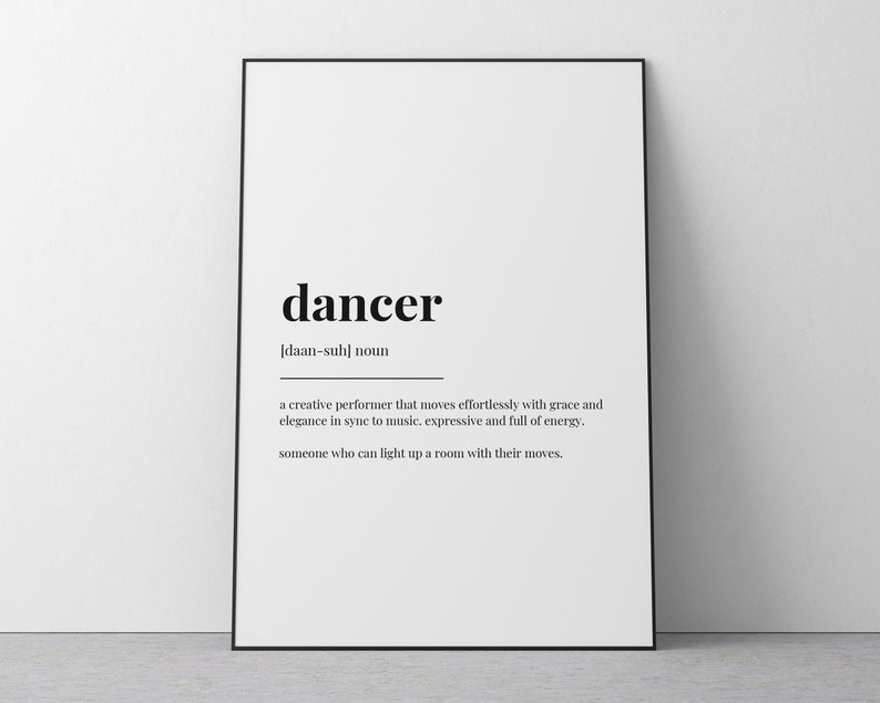 DANCER DEFINITION PRINT Wall Art Print Dancer Print | Etsy UK