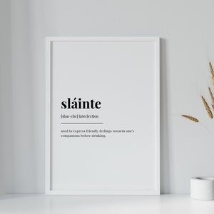 Slainte Definition Meaning | Printable Wall Art | Wall Decor | Instant ...