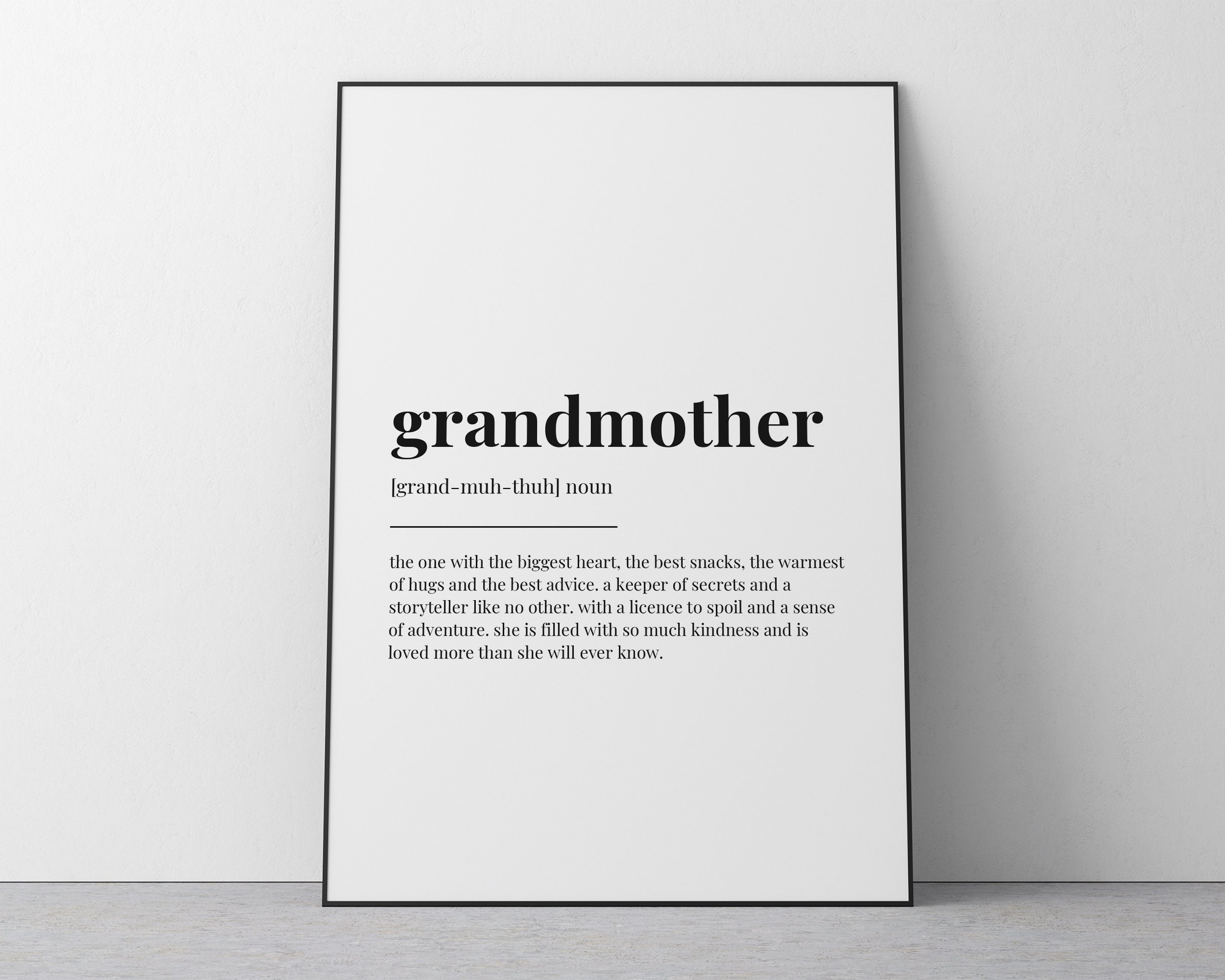 GRANDMOTHER DEFINITION PRINT Wall Art Print Definition - Etsy