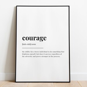 COURAGE DEFINITION PRINT | Digital Download | Printable Wall Art ...