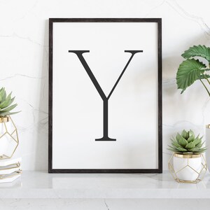 Letter Y Typography Wall Art | Letter Y Wall Art Print | Home Decor ...