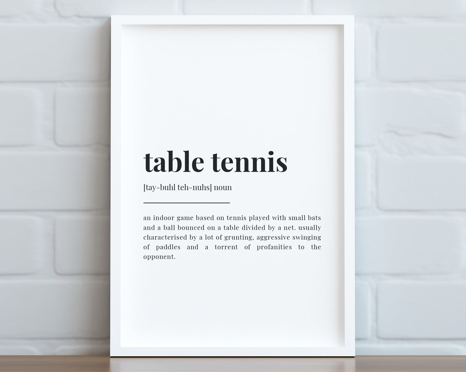 TABLE TENNIS DEFINITION Meaning | Instant Download | Printable Wall Art ...