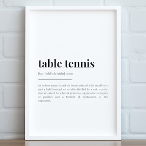 TABLE TENNIS DEFINITION Meaning | Instant Download | Printable Wall Art ...