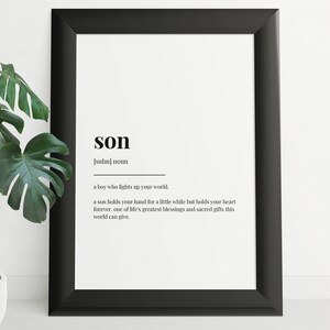SON DEFINITION PRINT | Wall Art Print | Definition Print | Quote Print ...