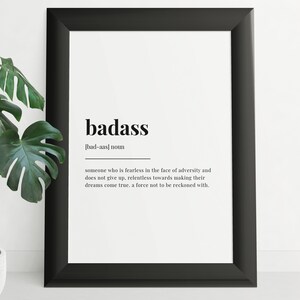 BADASS DEFINITION PRINT | Wall Art Print | Badass Print | Definition ...
