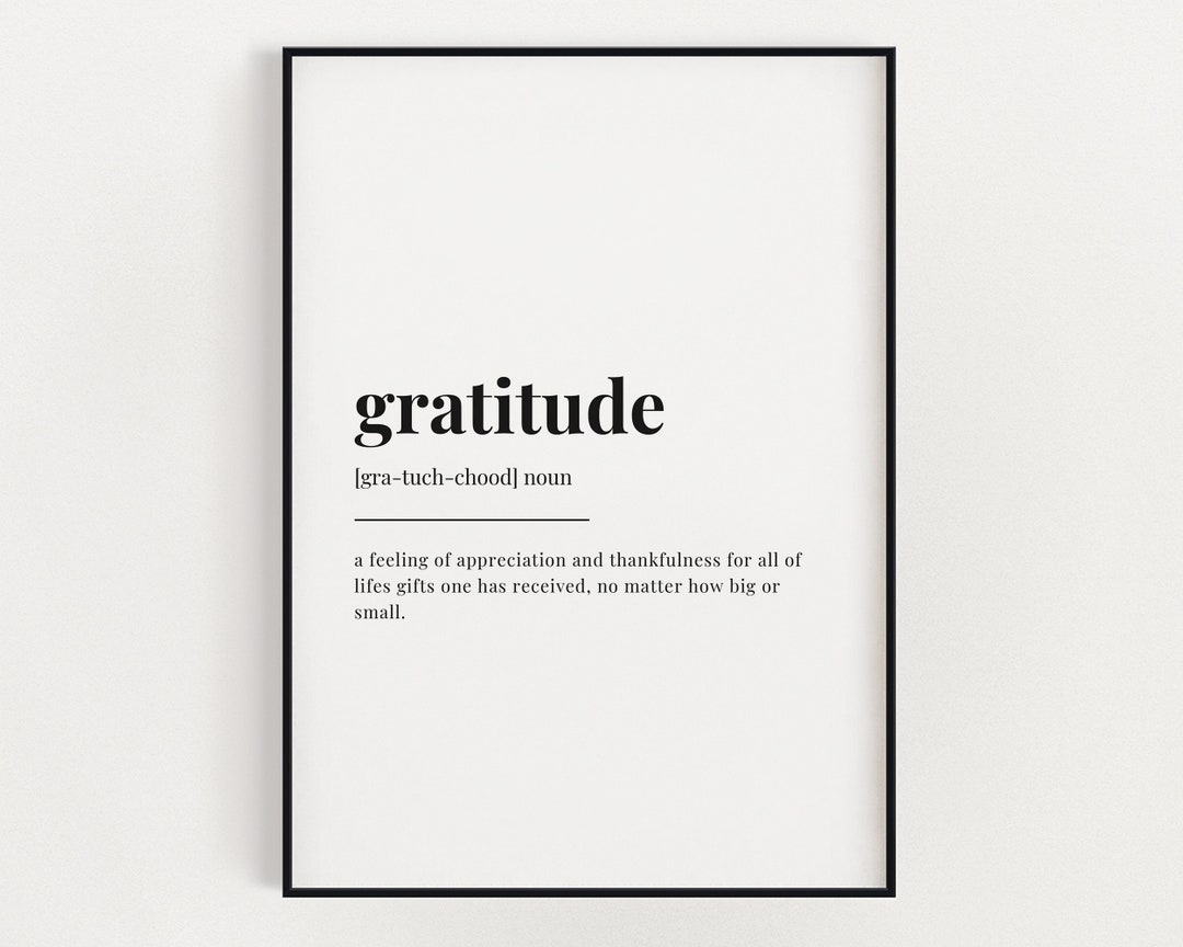GRATITUDE DEFINITION MEANING | Printable Wall Art | Gratitude Print ...