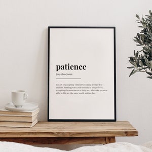 Patience Definition Meaning | Printable Wall Art | Wall Decor | Instant ...