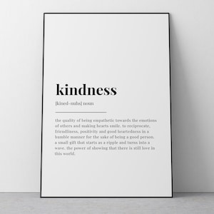 KINDNESS DEFINITION MEANING | Printable Wall Art | Kindness Print ...