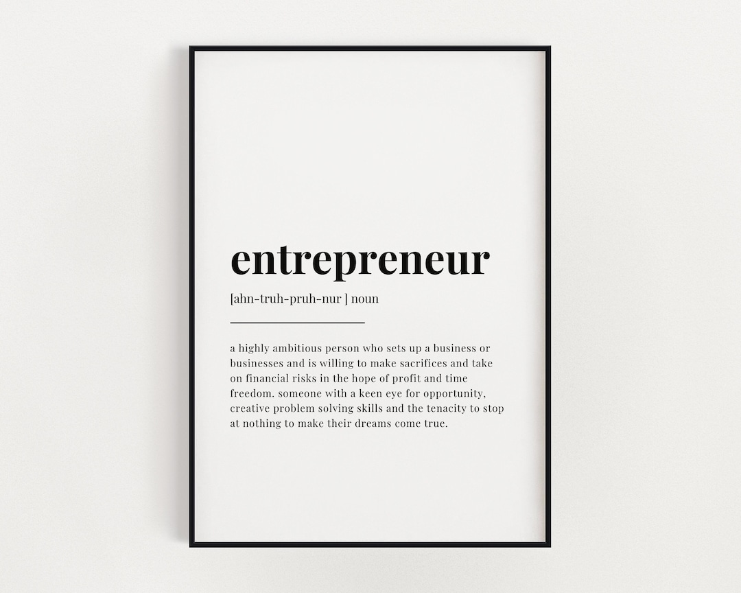 ENTREPRENEUR DEFINITION PRINT | Wall Art Print | Gift for Entrepreneur ...