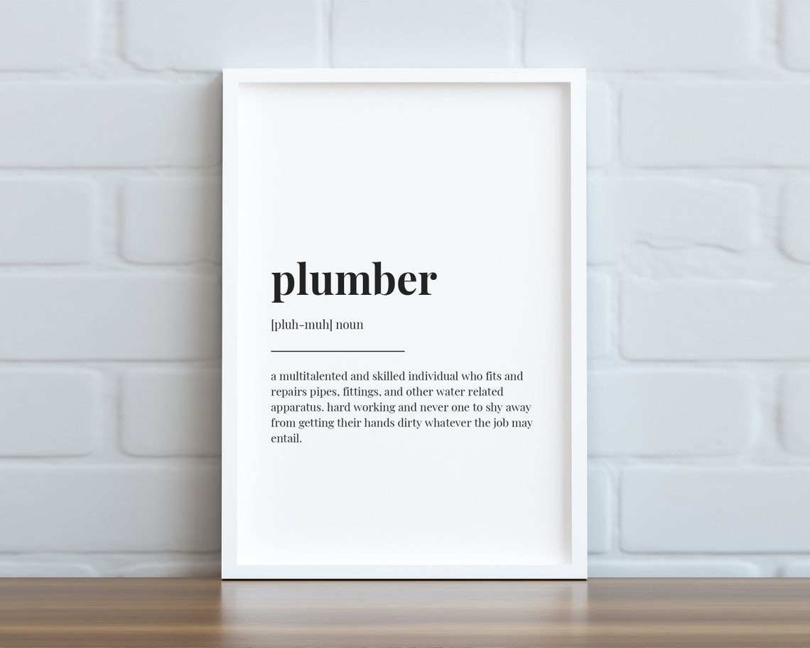 PLUMBER DEFINITION MEANING Printable Wall Art Gift for - Etsy