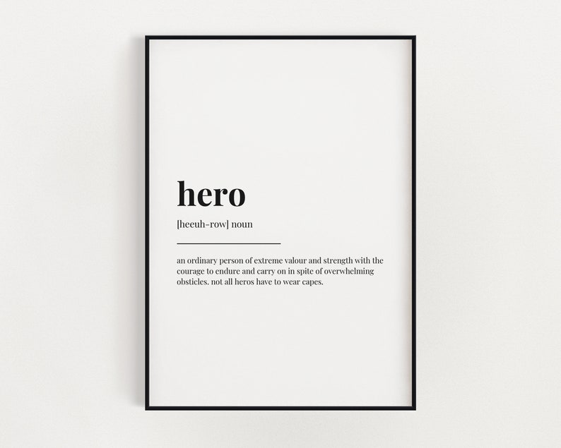 HERO DEFINITION PRINT Printable Wall Art Instant Download - Etsy